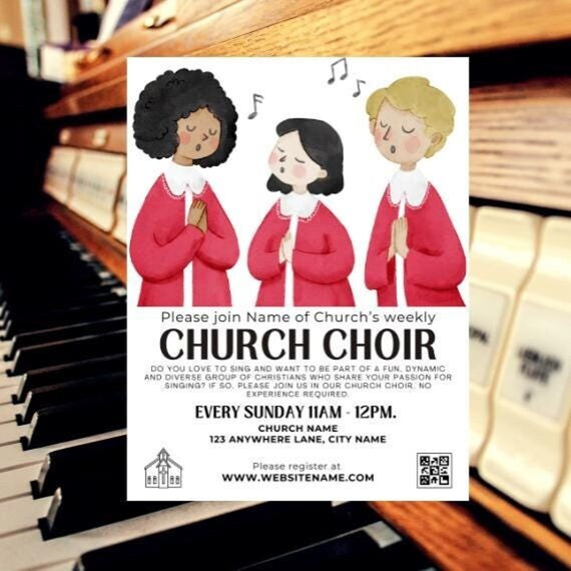 Church Choir Flyer Template: Editable Canva Design (digital Download ...