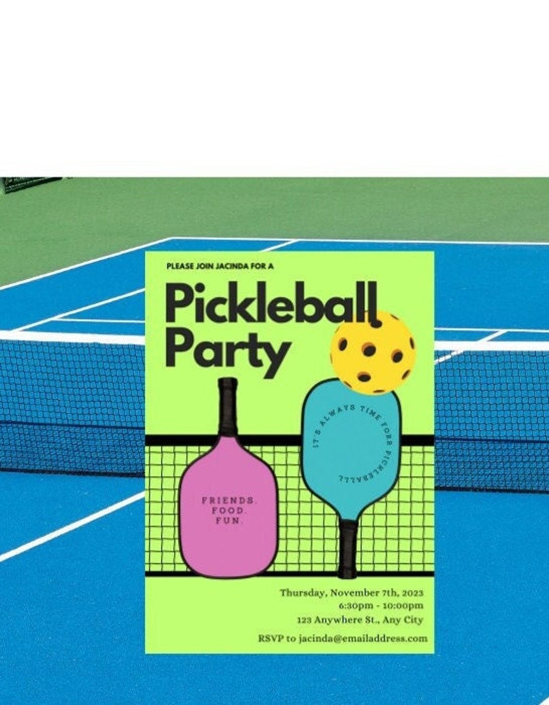 Pickleball Party Invitation Digital Download Template - Etsy