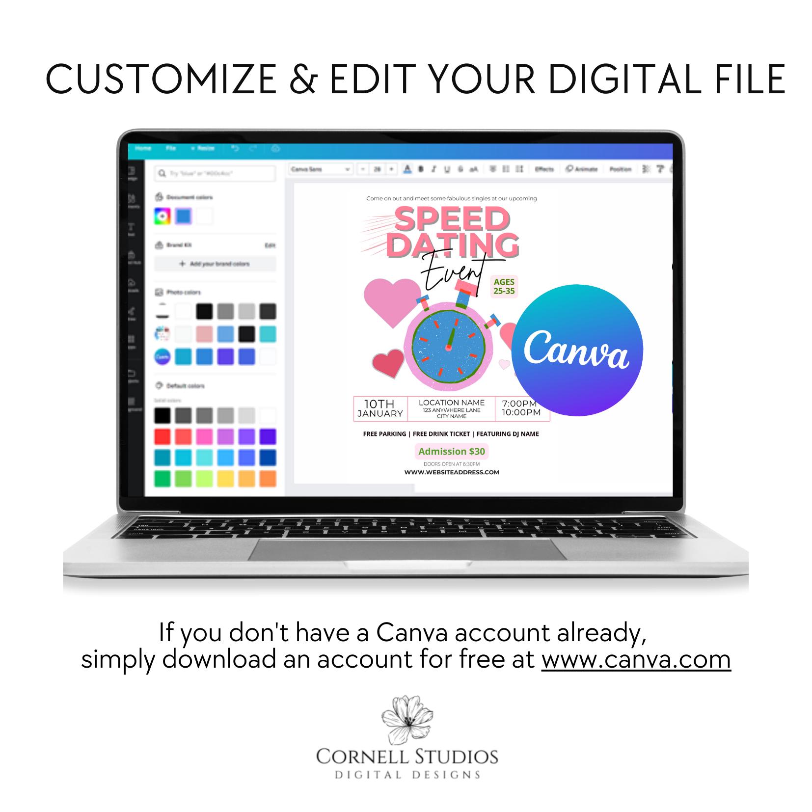 SPEED DATING EVENT- Digital Download Template, Business Flyer, Social ...