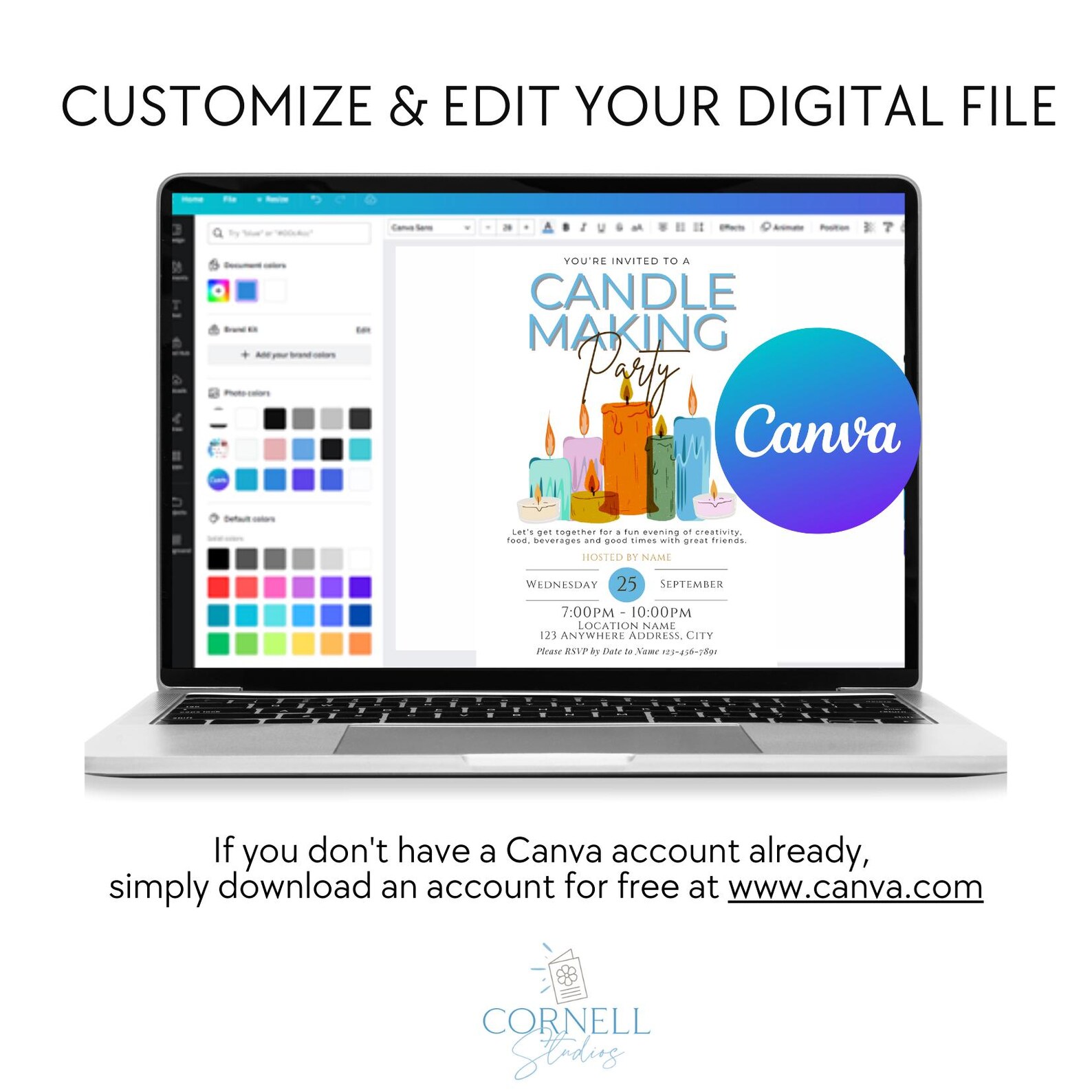 CANDLE MAKING Party Invitation Digital Download Template, Edit in Canva ...