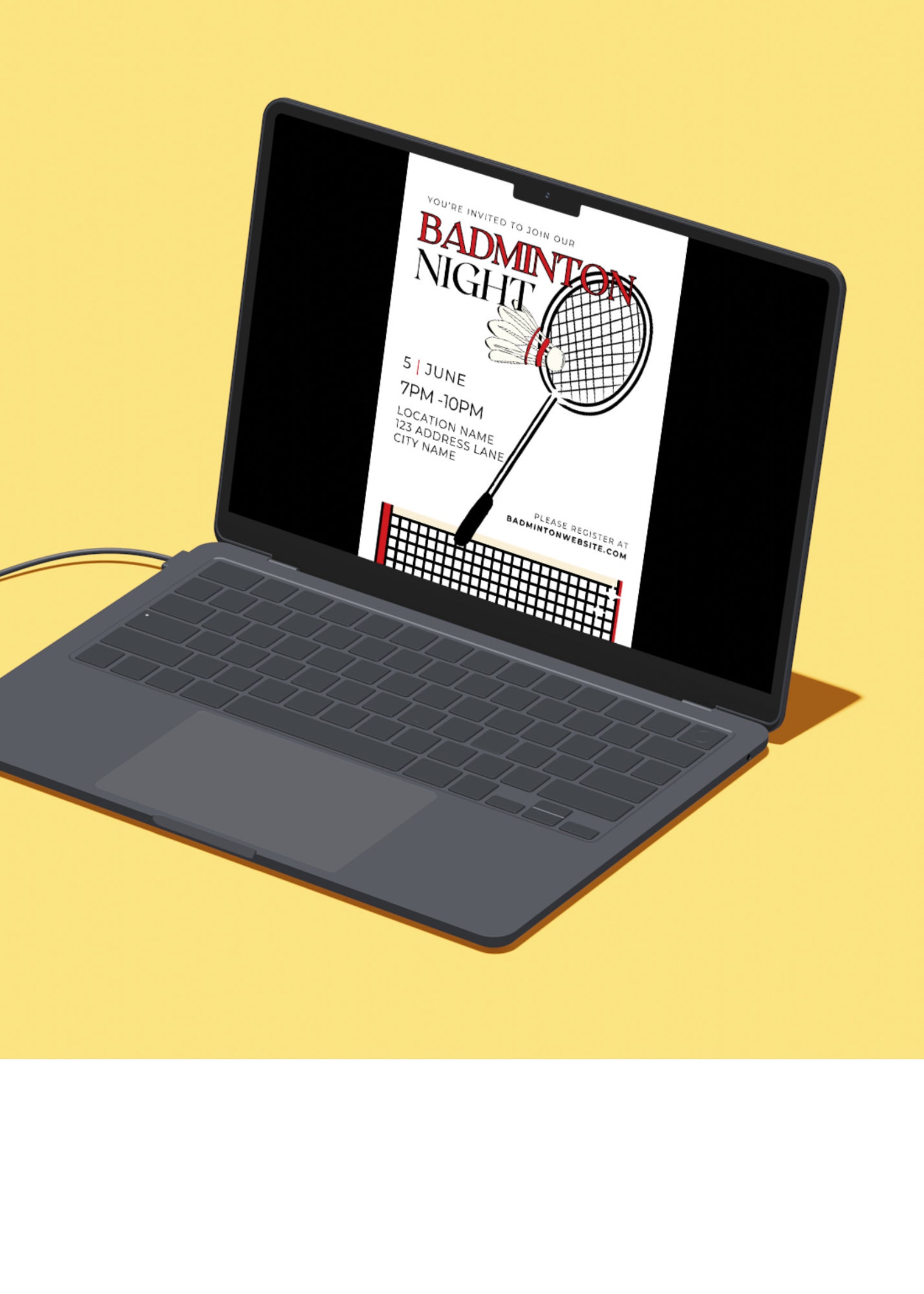 BADMINTON Night Invitation, FLYER, Social Media Post - Digital Download ...