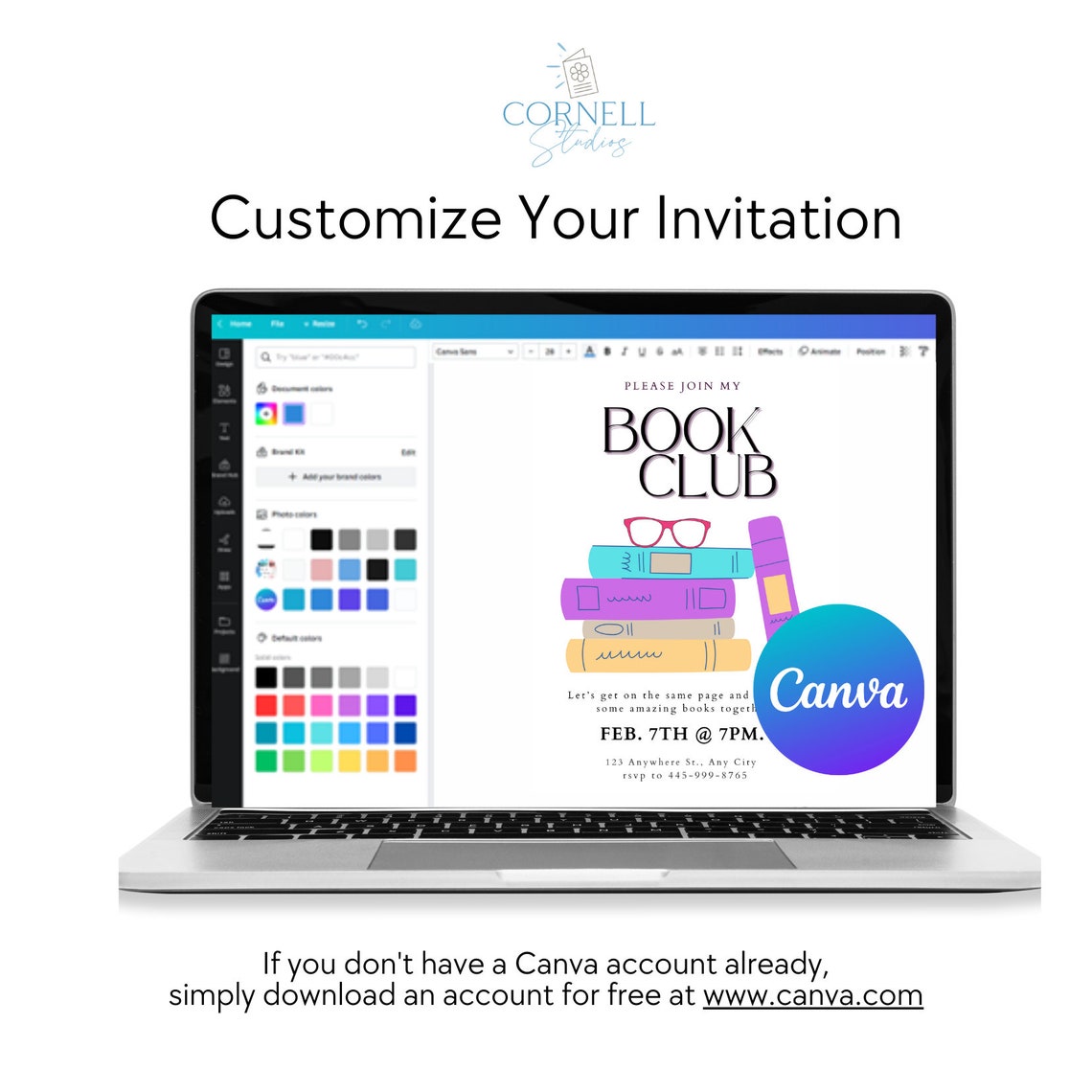 BOOK CLUB Invitation Digital Download Template 5 X 7, Edit in Canva ...