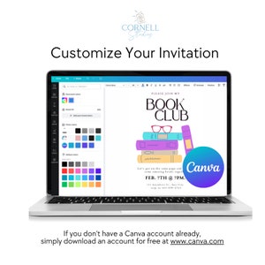 BOOK CLUB Invitation - Digital Download Template 5 X 7, Edit in Canva ...