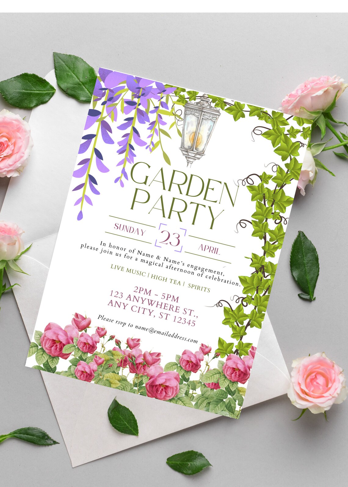 Garden Party Invitation Digital Download Template, Easy to Edit in ...