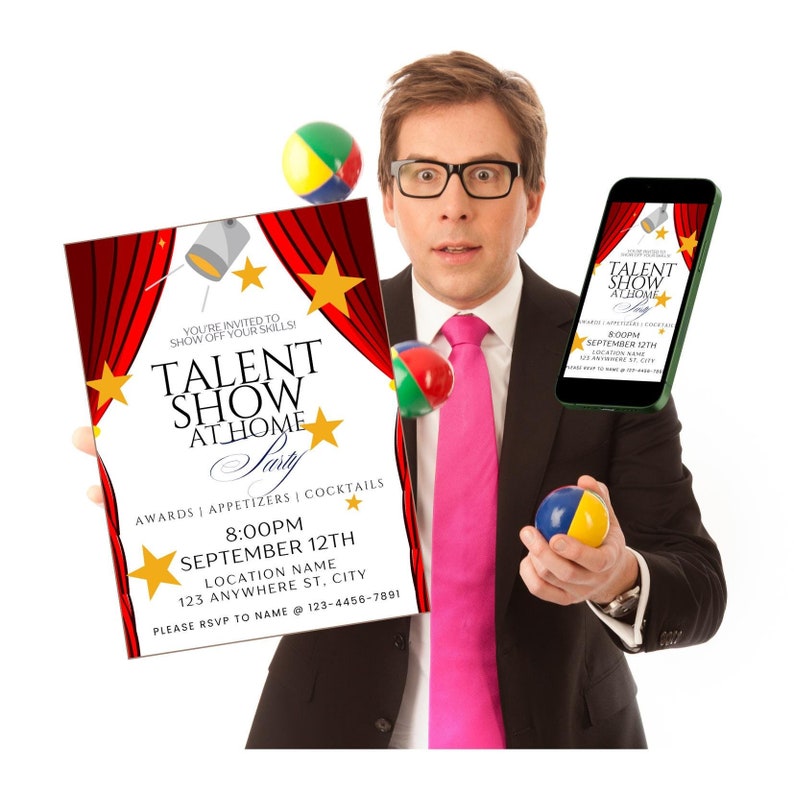 Talent Show Party Digital Download Invitation Template, Edit in Canva 5 ...