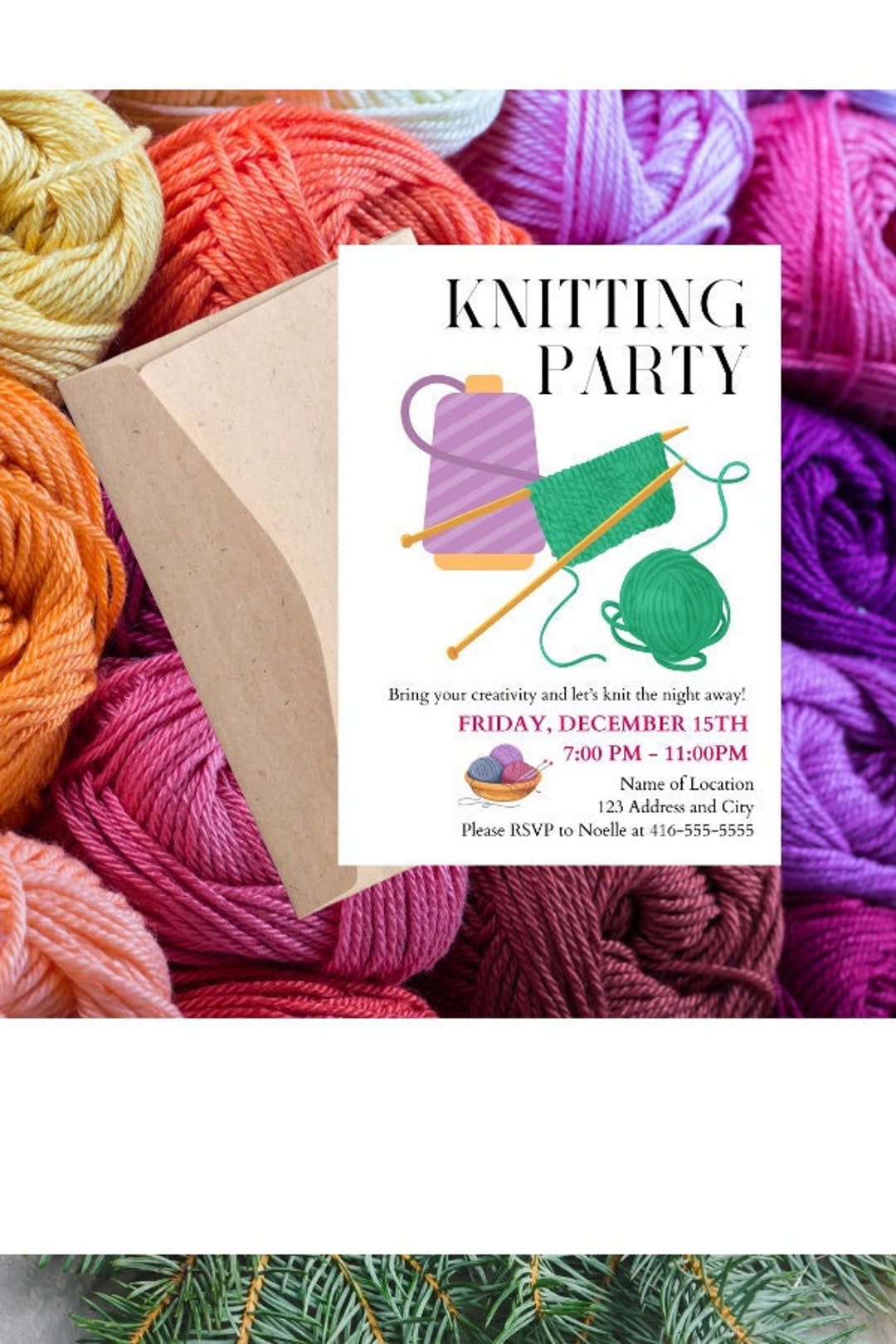 Knitting Party Invitation - Digital Download Template - Etsy
