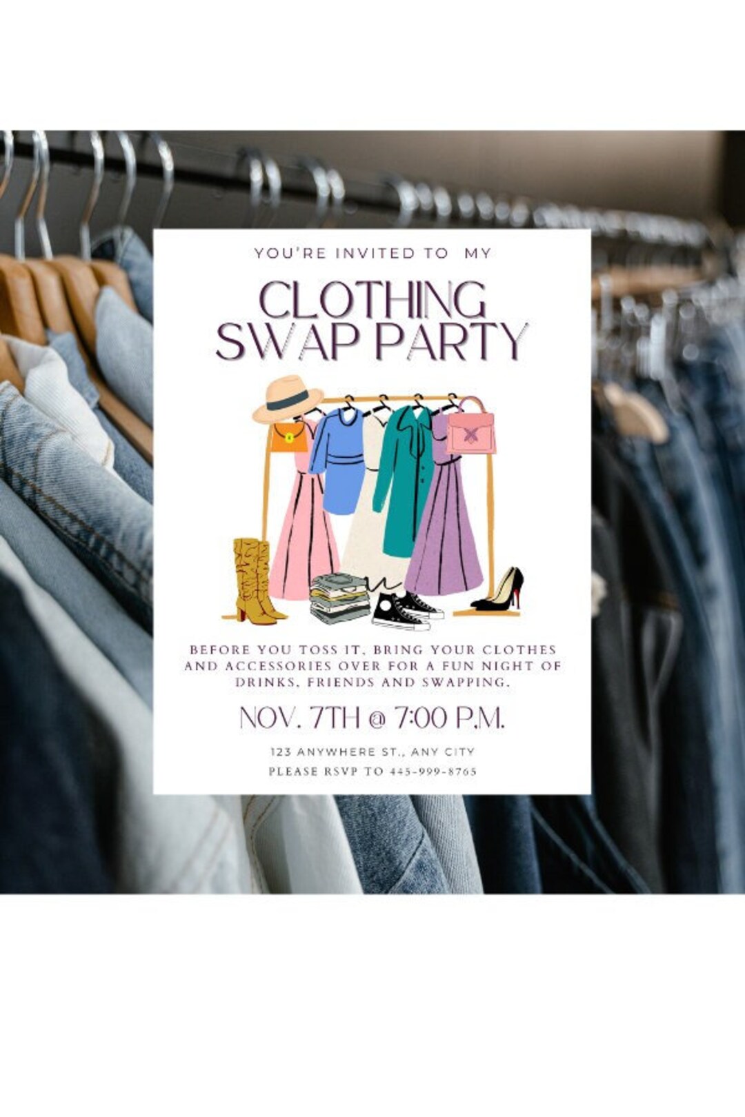 Clothing Swap Party Invitation Template: Digital Download - Editable in ...