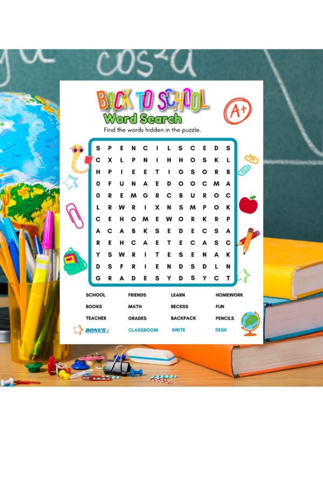 Classroom Word Search Puzzle Back to School Digital Template With ...