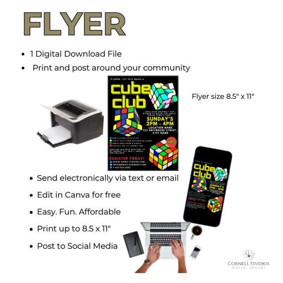 Rubik's Cube Club Flyer Template: Vibrant Design (digital Download) - Etsy