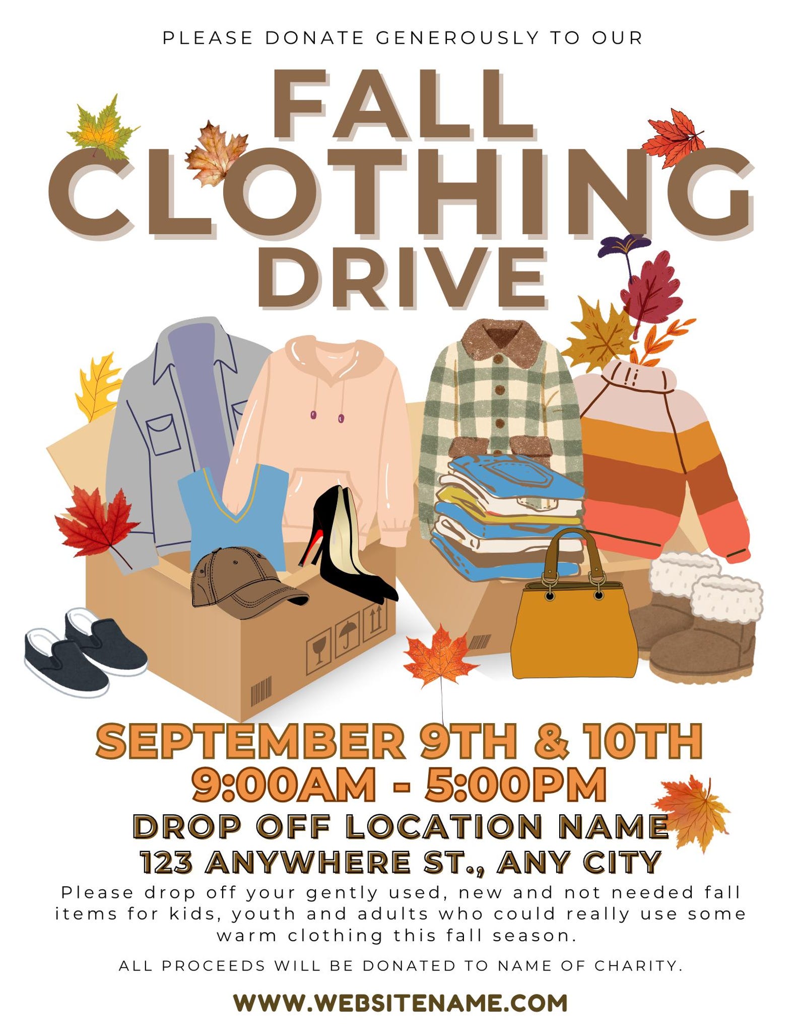 FALL CLOTHING DRIVE Flyer Digital Download Template, Social Media Post ...
