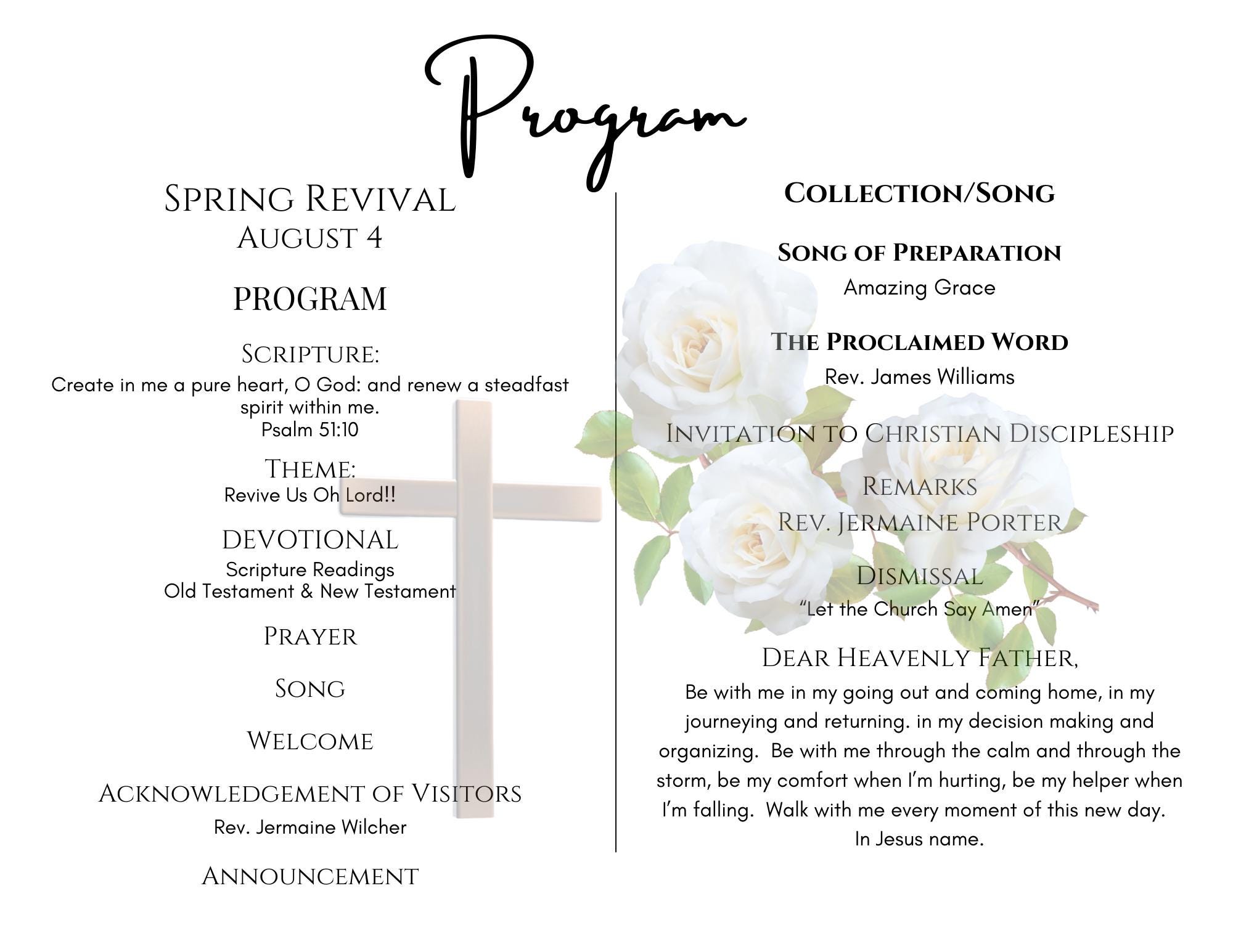 Church Worship Program Template: Weekly Service, Edit in Canva (8.5x11 Inches) - Etsy