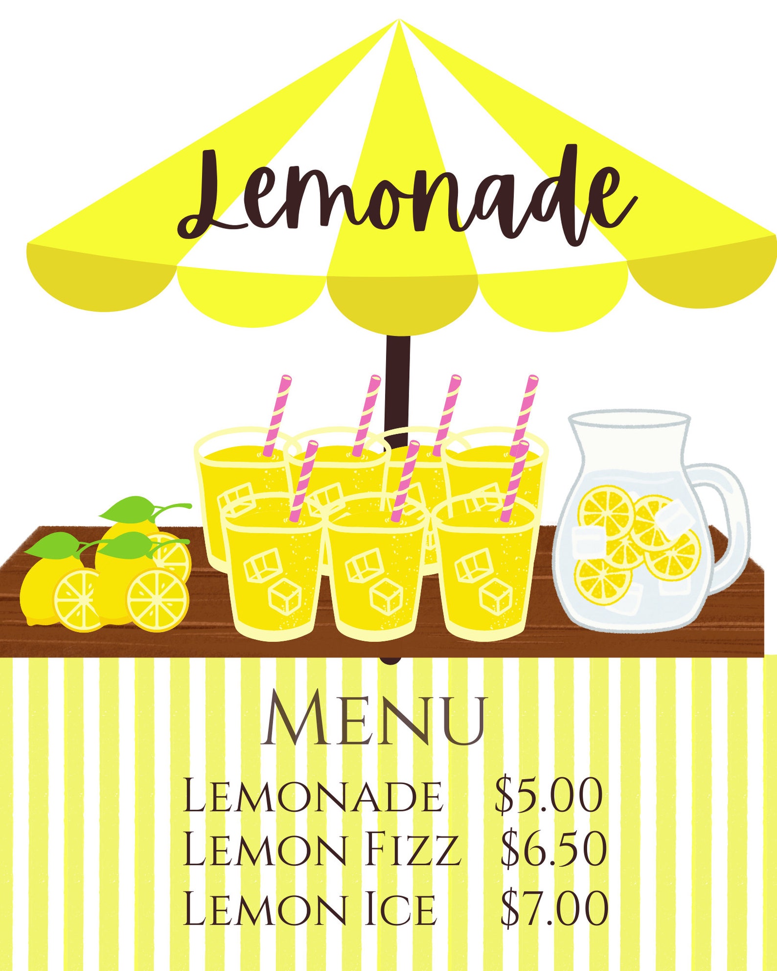 Lemonade Stand Sign: Drink Menu, Editable Canva Template (digital ...