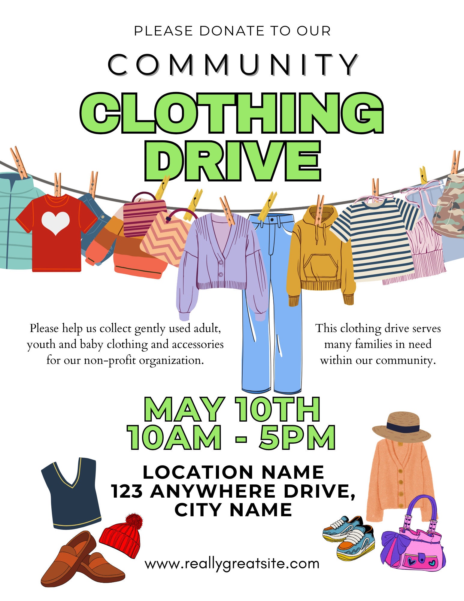 Community CLOTHING DRIVE FLYER Digital Download Template, Edit in Canva ...