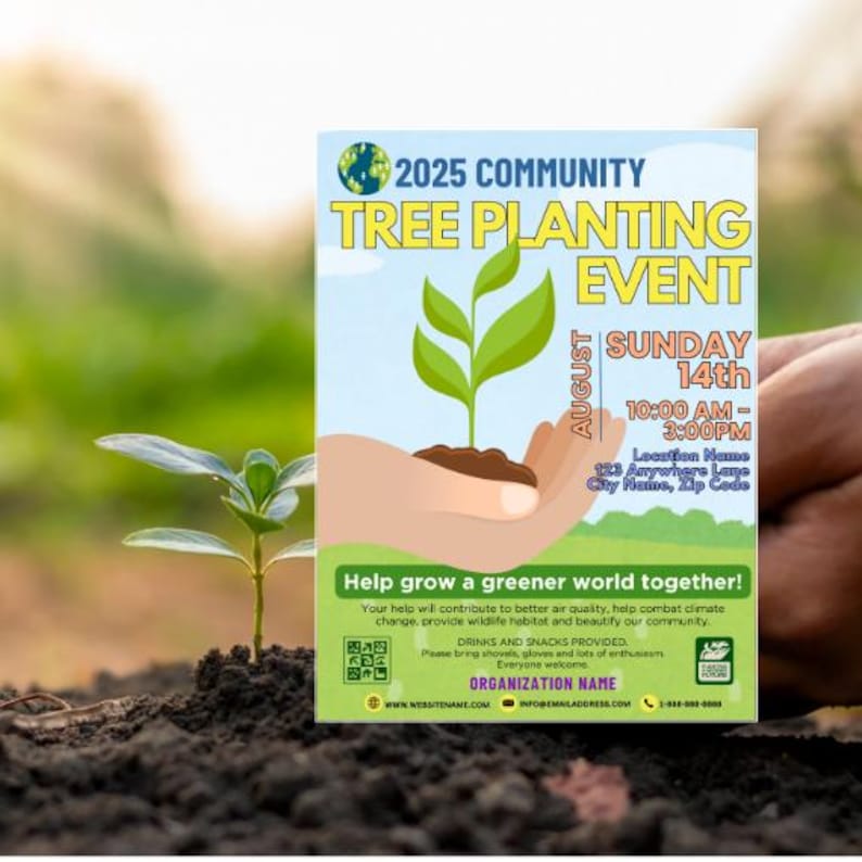 Community Tree Planting Event Flyer Editable Canva Template Digital ...