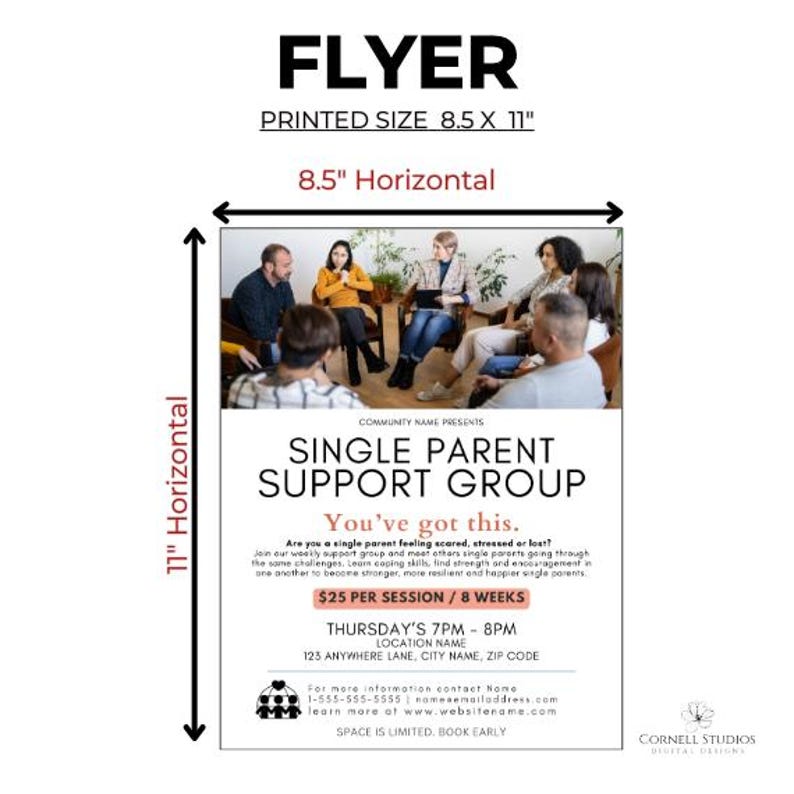Single Parent Support Group Flyer Digital Download Template - Editable ...