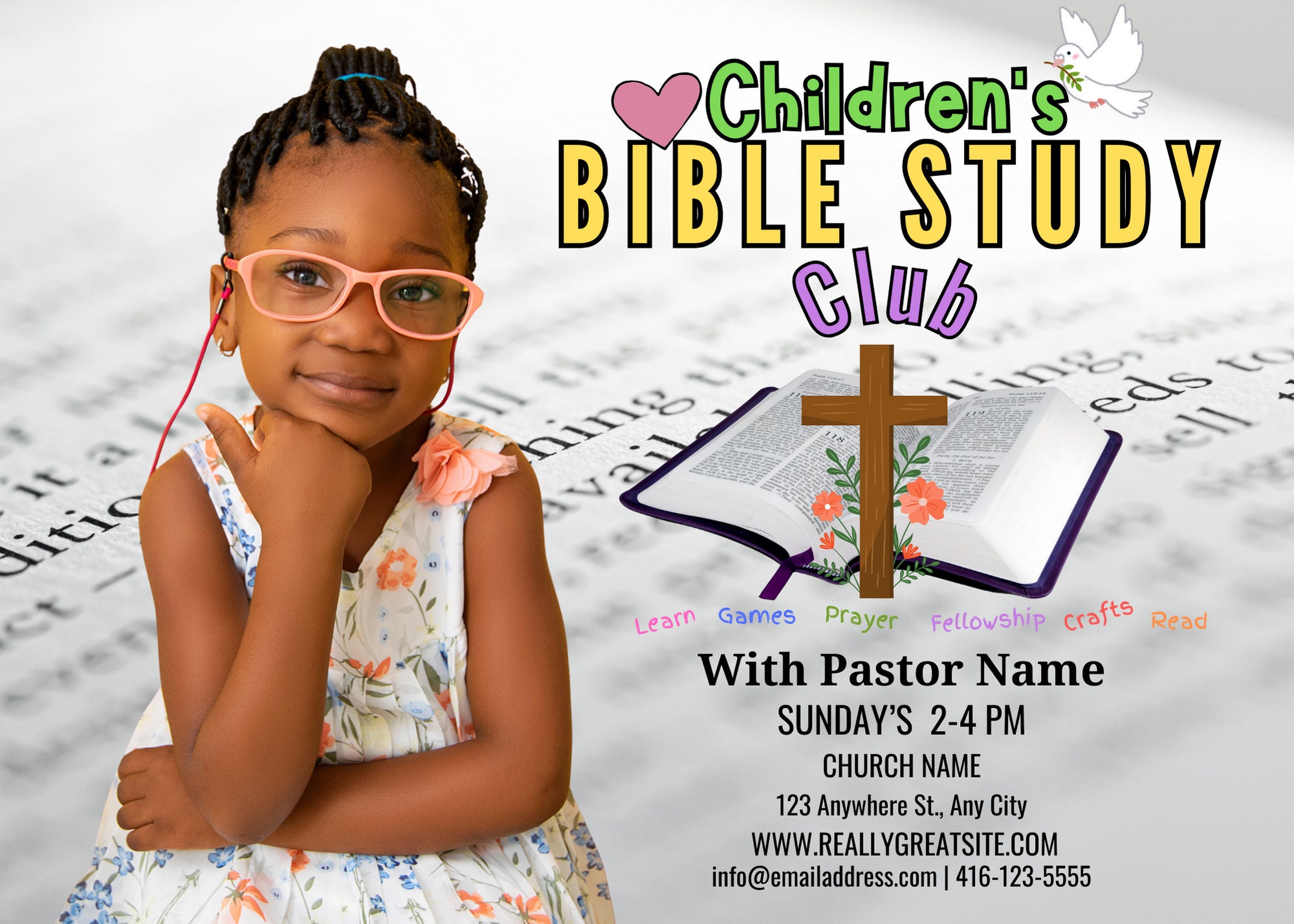 Children's Bible Study Flyer: Church Social Media Template (digital ...