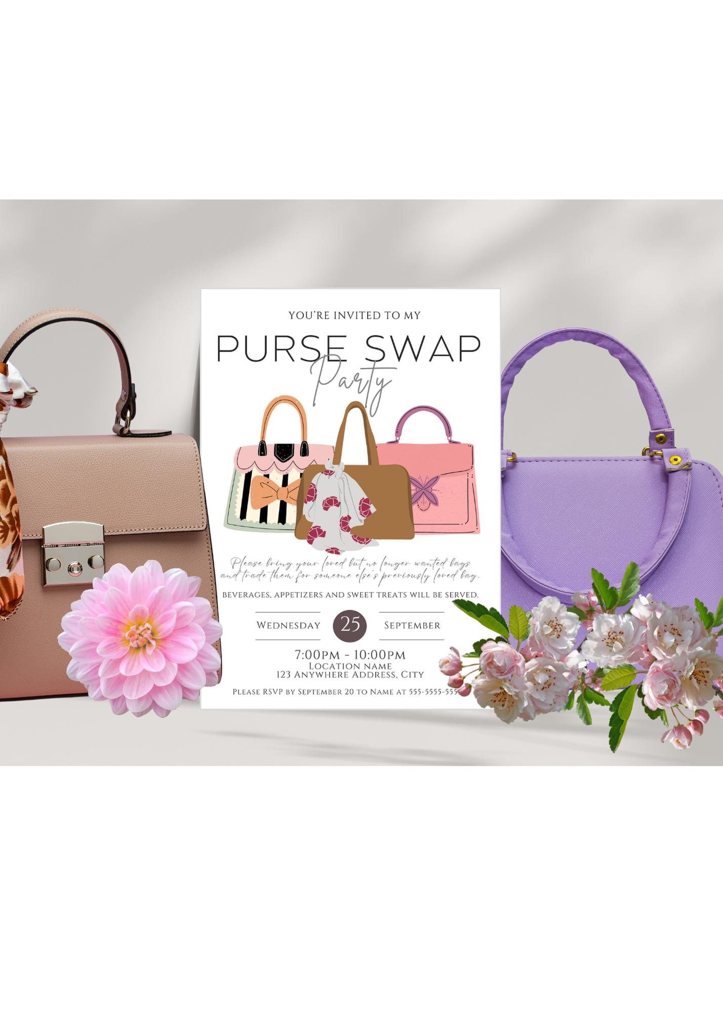 PURSE SWAP PARTY Digital Invitation Template, Edit in Canva, 5 X 7 ...
