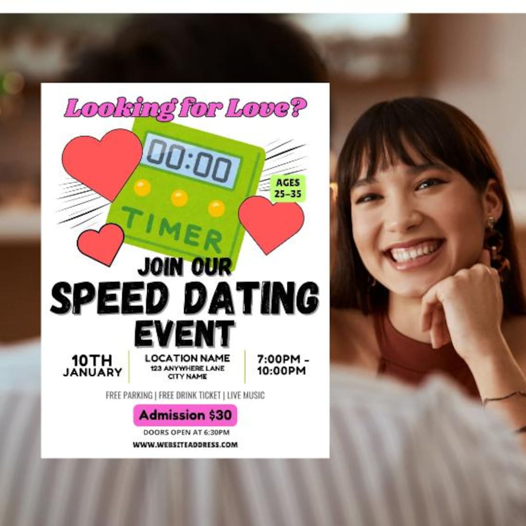 Speed Dating Event Flyer Template: Singles Night, Social Media (digital ...