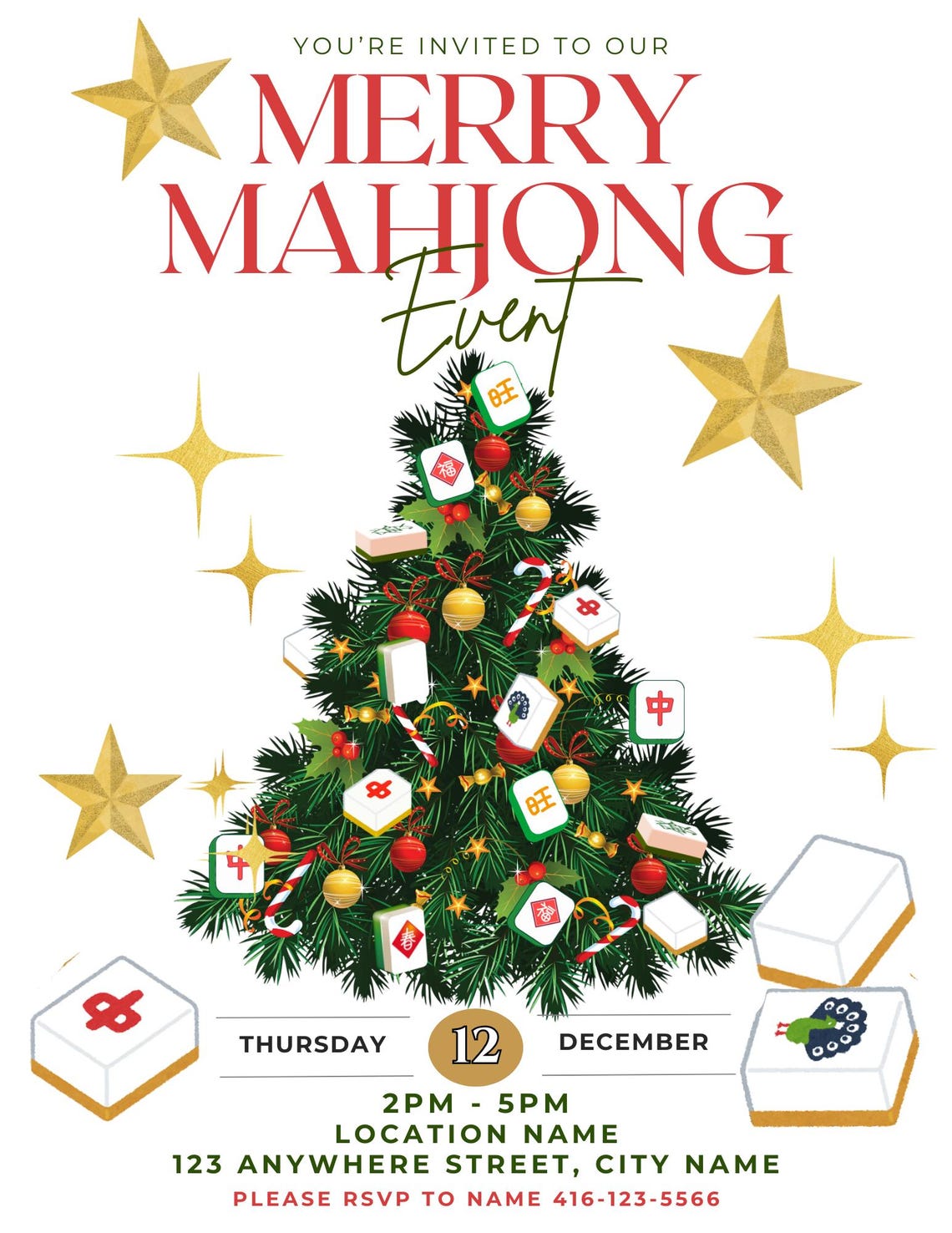MERRY MAHJONG Christmas Theme Invitation Flyer or Invitation Digital ...