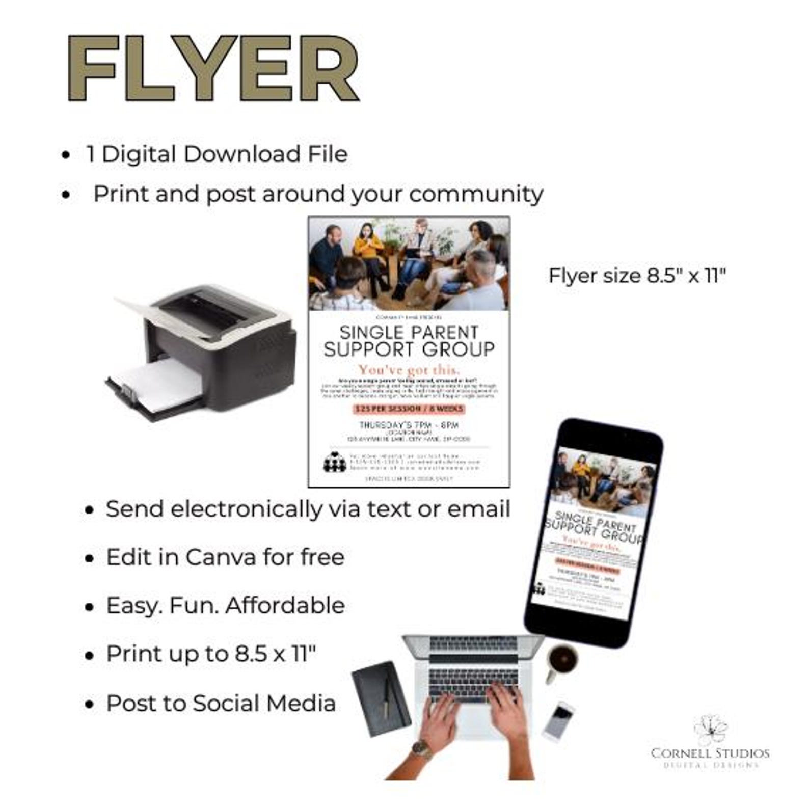 Single Parent Support Group Flyer Digital Download Template - Editable ...