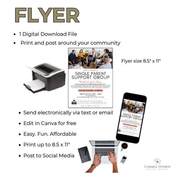 Single Parent Support Group Flyer Digital Download Template - Editable ...
