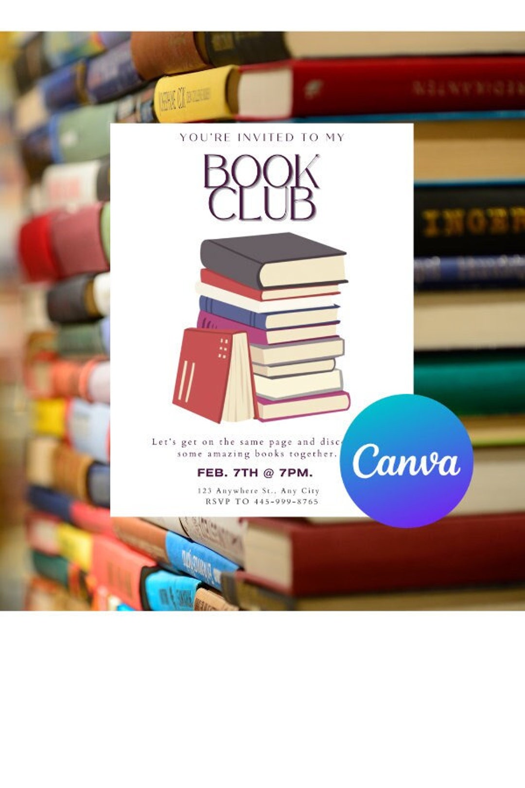 BOOK CLUB Invitation - Digital Download Template, Edit in Canva - Etsy