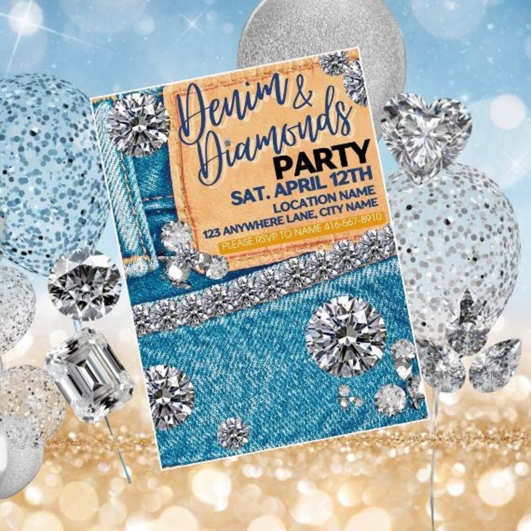 Denim & Diamonds Party Invitation Digital Download Template, Edit in ...