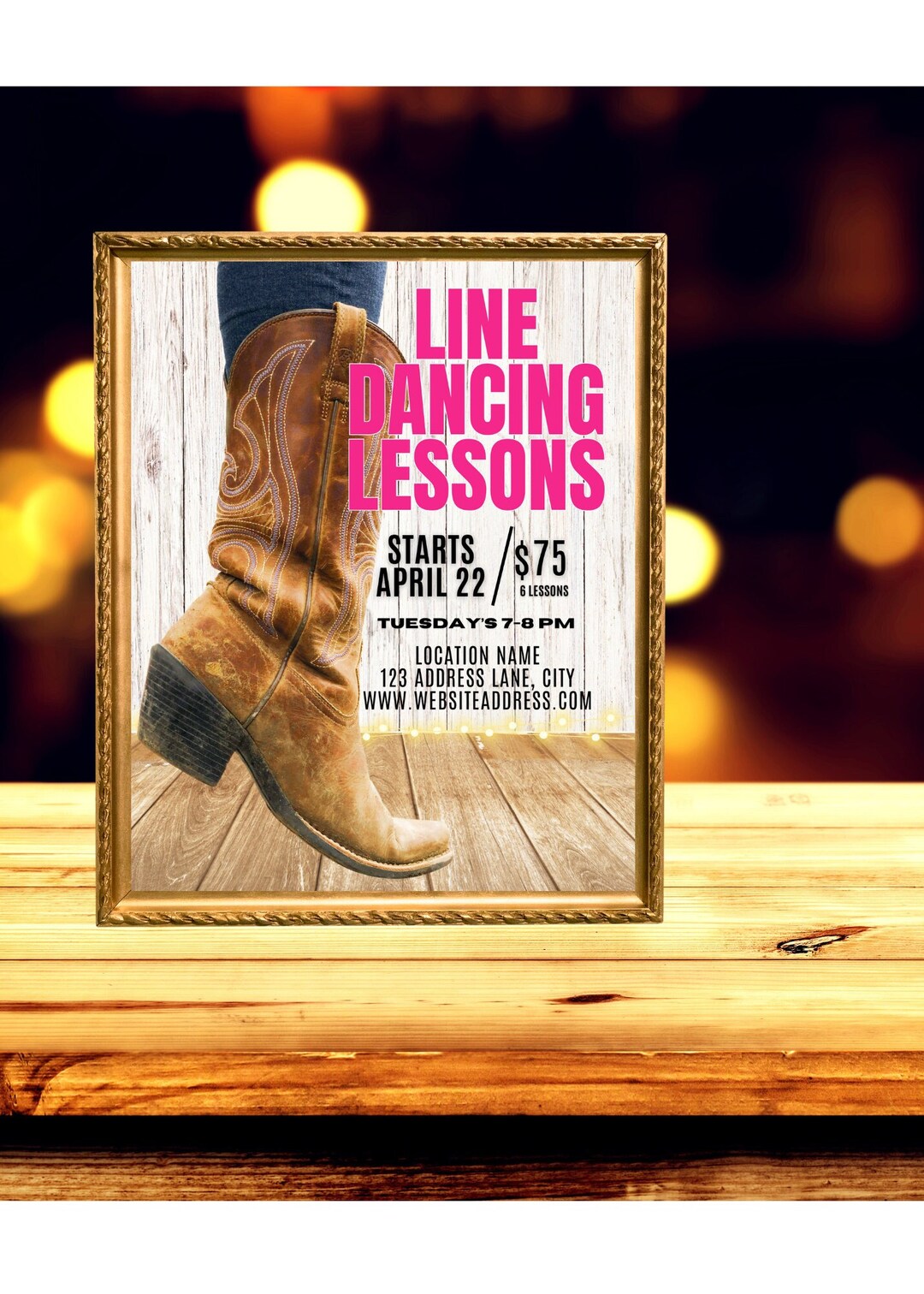 Line Dancing Lessons Flyer: Western Theme, Social Media Template ...