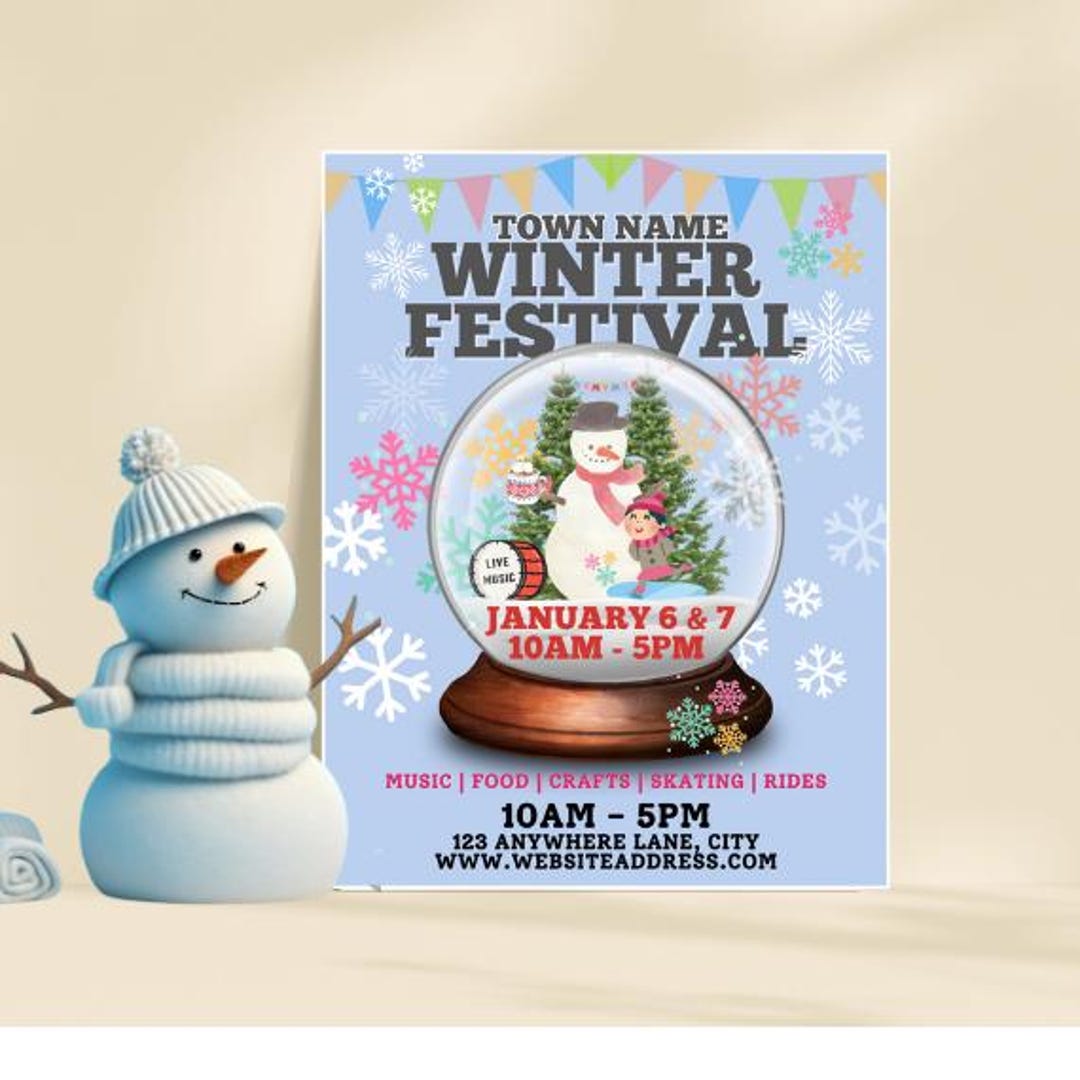 WINTER FESTIVAL FLYER - Digital Download Template 8 X 10 Inches, Edit ...