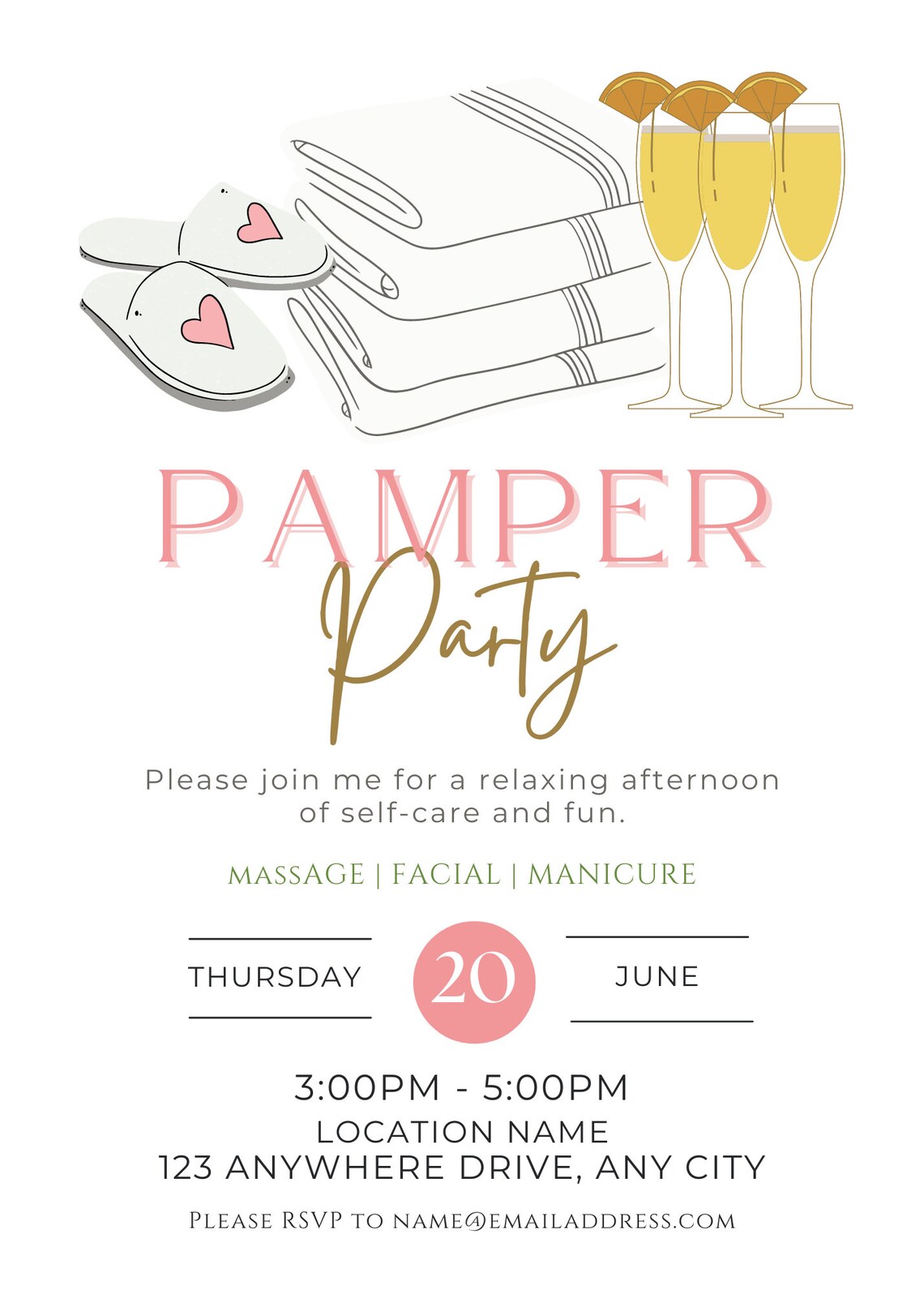 PAMPER PARTY SPA Invitation - Digital Download Template, Edit in Canva ...