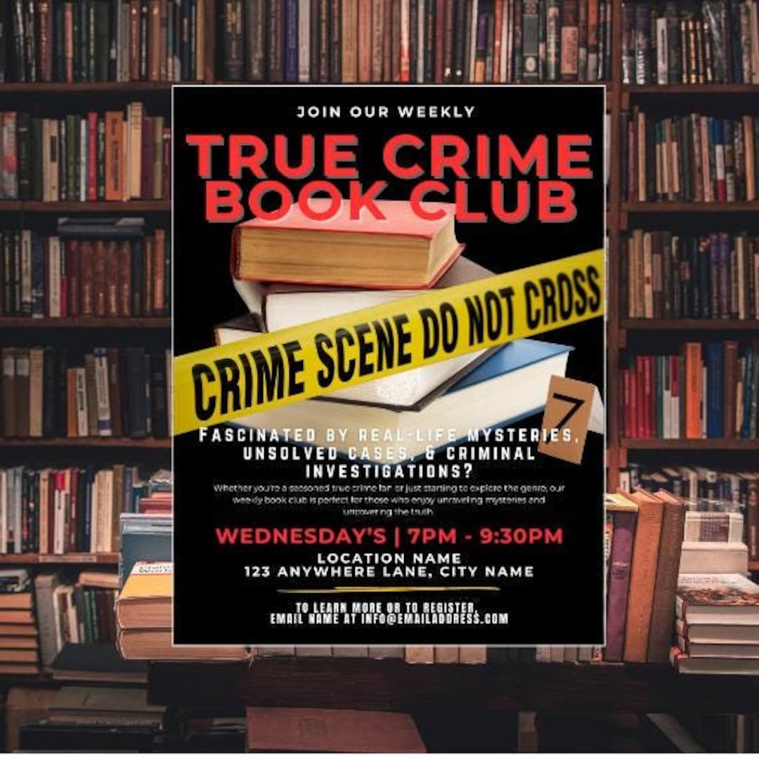 TRUE CRIME Book Club Flyer Digital Download Template. Editable in Canva ...
