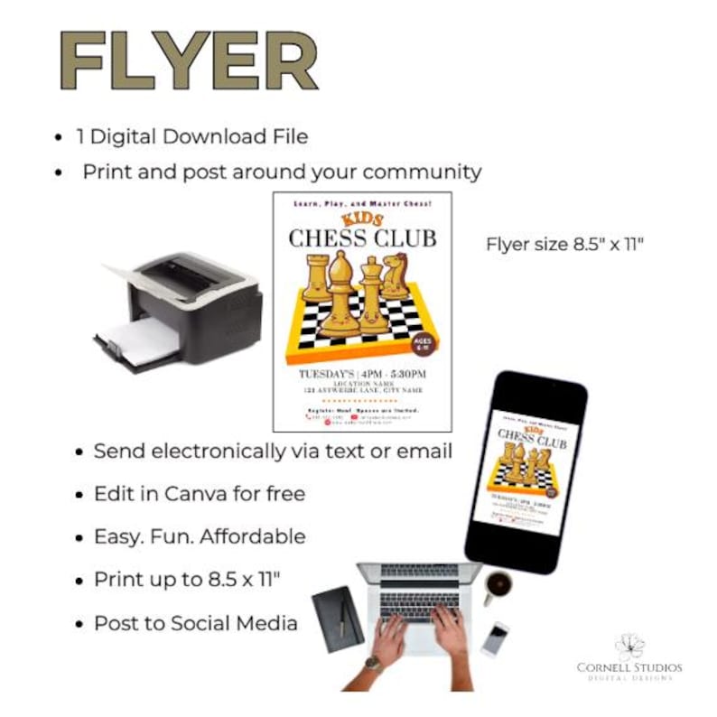 KIDS CHESS CLUB Flyer Digital Download Template, Emailer, Social Media ...