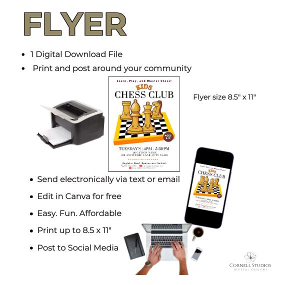 KIDS CHESS CLUB Flyer Digital Download Template, Emailer, Social Media ...