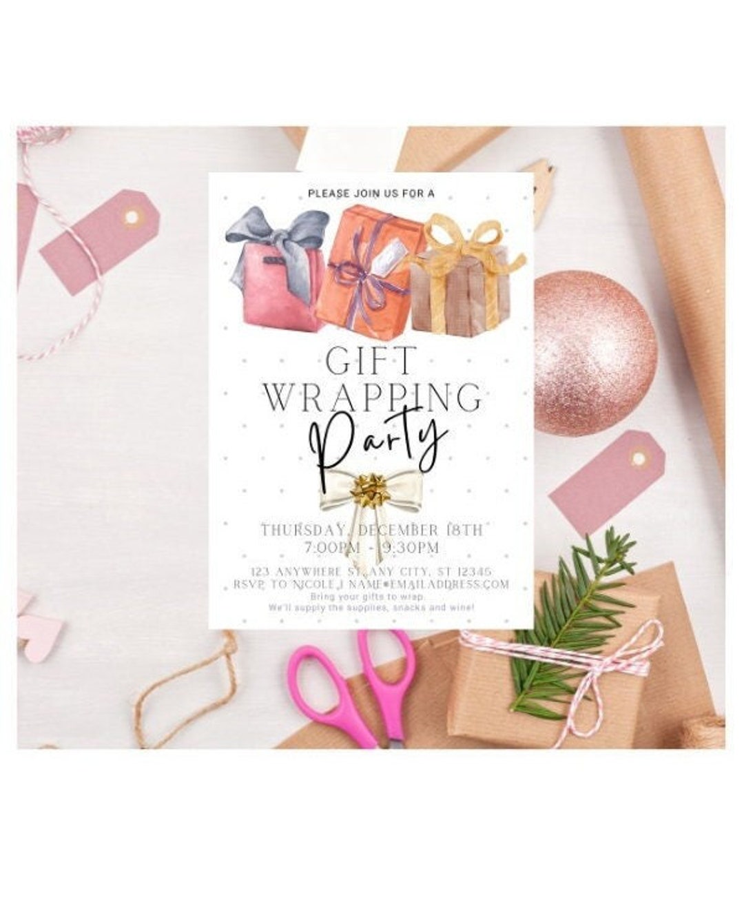 Gift Wrapping Party Invitation Digital Download - Etsy