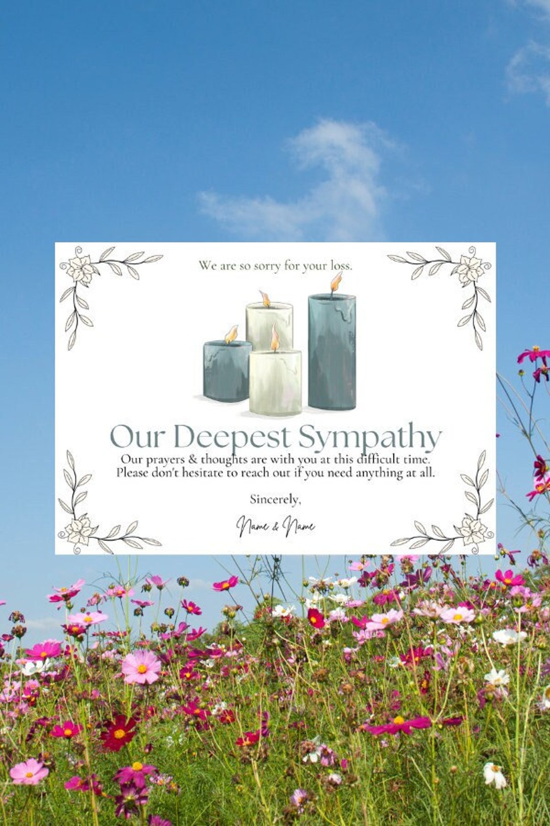 SYMPATHY Digital Card - Edit in Canva With Free Design Elements, 5 X 7 ...