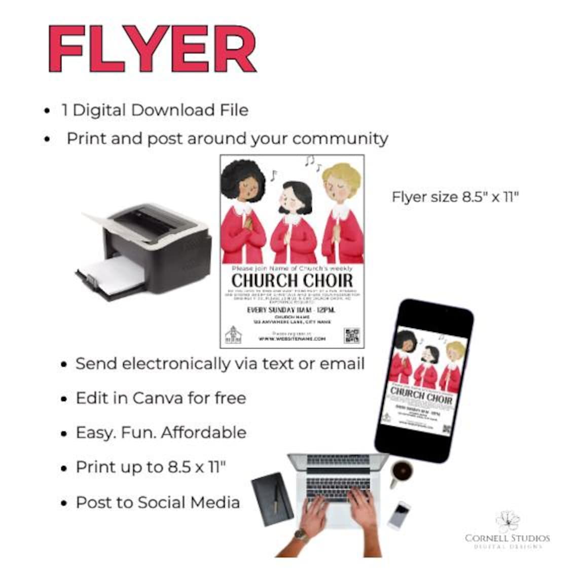 Church Choir Flyer Template: Editable Canva Design (digital Download ...