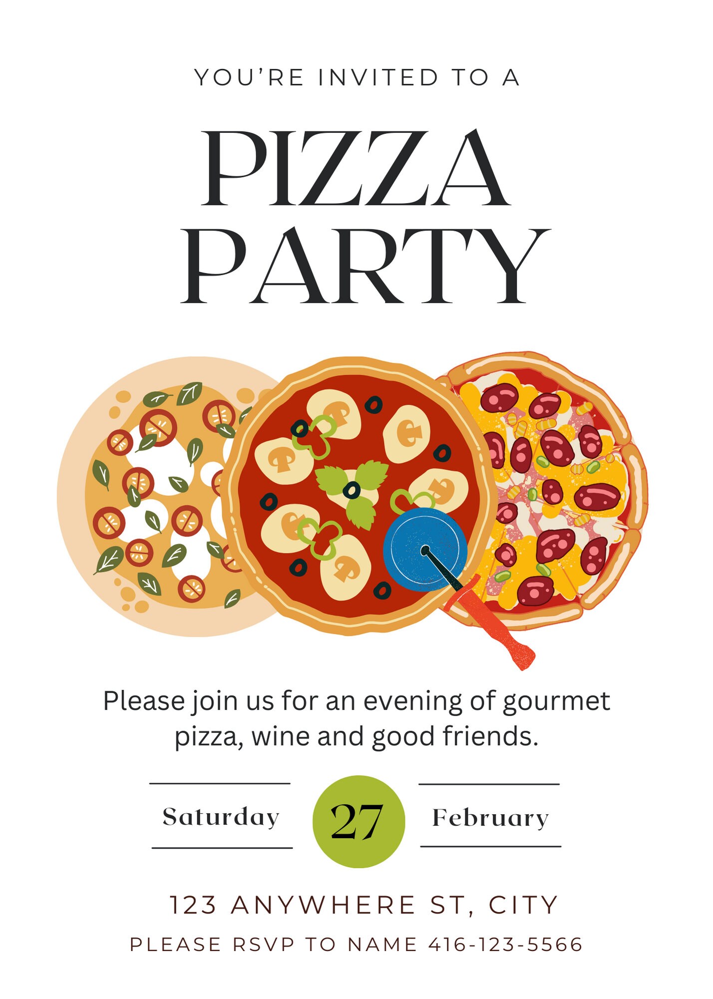 PIZZA PARTY Invitation Digital Download File Template - Etsy Canada