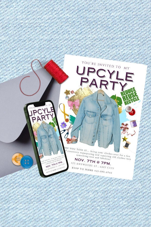 UPCYCLE CLOTHING PARTY Digital Invitation/flyer Template - Edit in ...