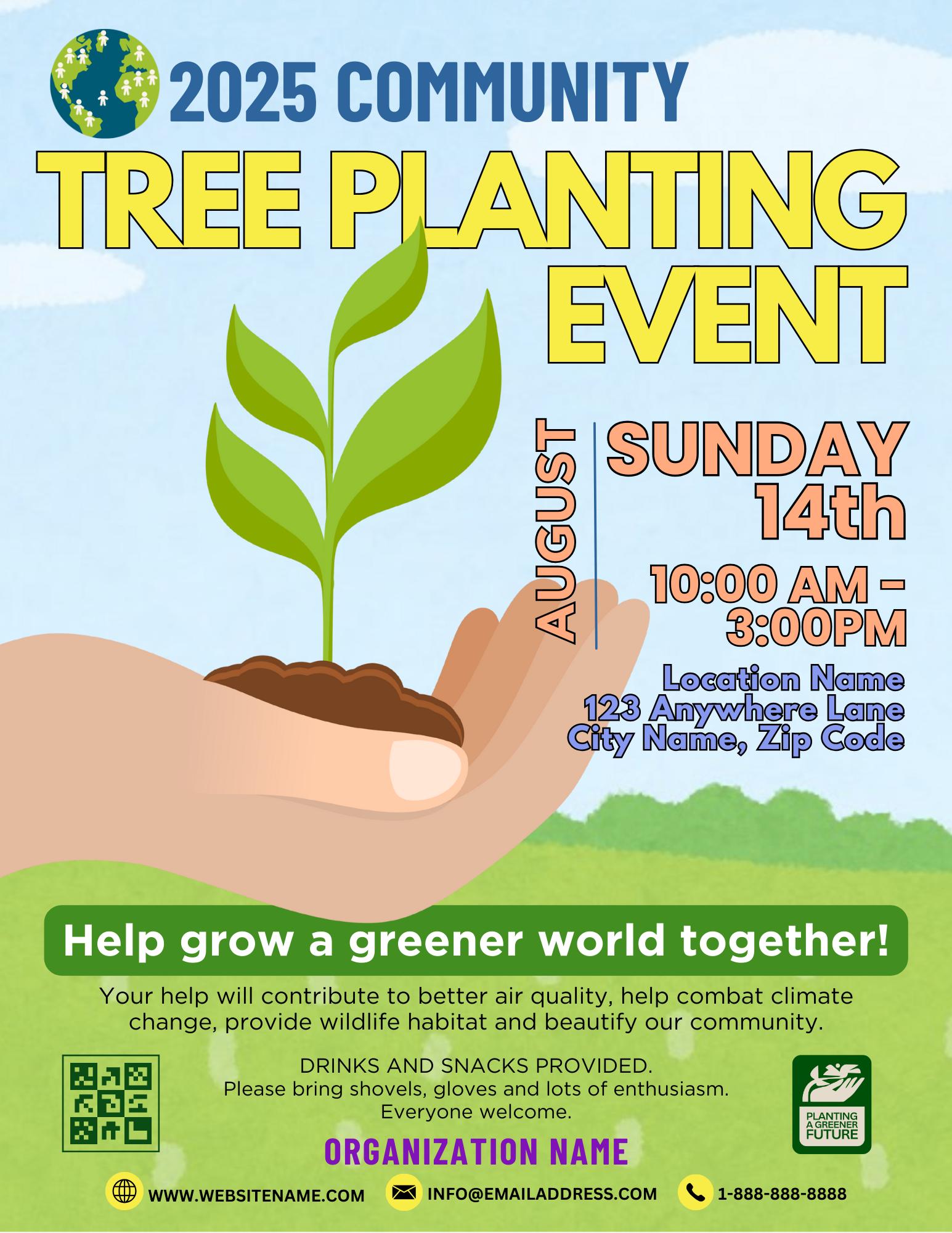 Tree Planting Event Flyer: Editable Canva Template (digital Download ...