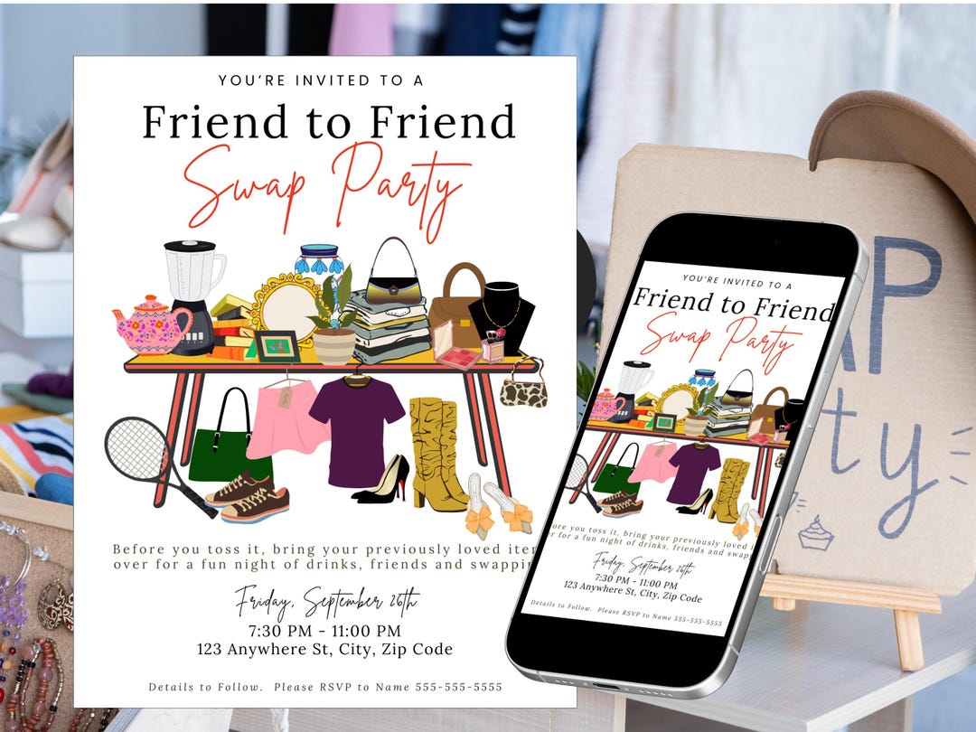 Friend to Friend Swap Party Invitation Template: Edit in Canva - Etsy
