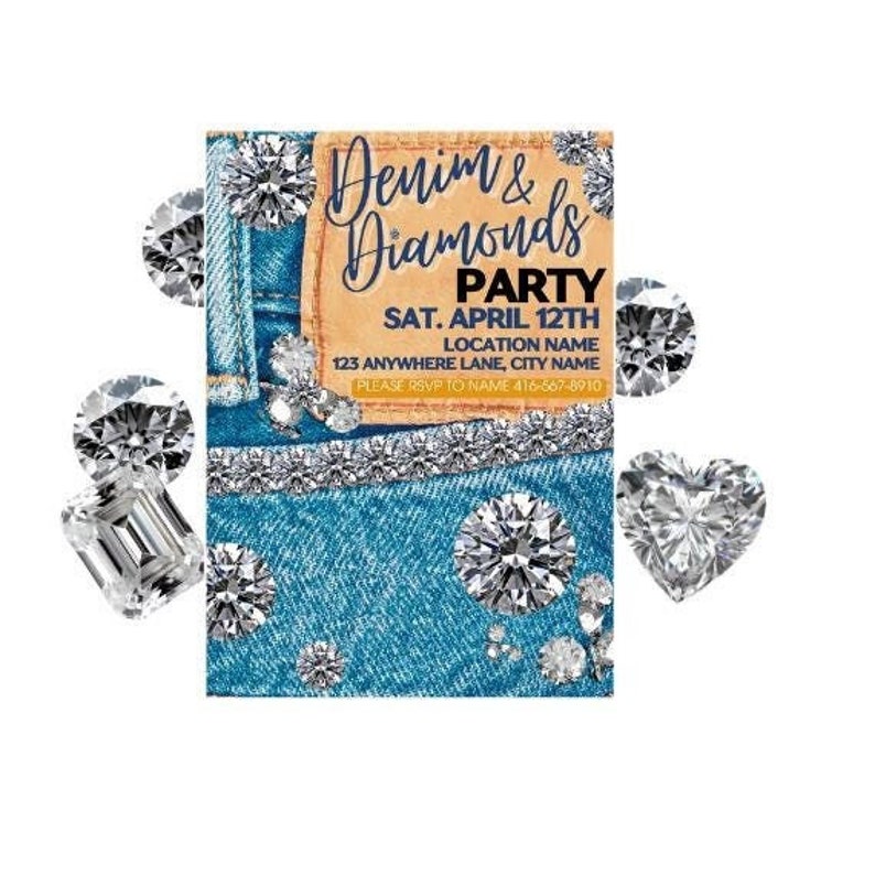 Denim & Diamonds Party Invitation Digital Download Template, Edit in ...