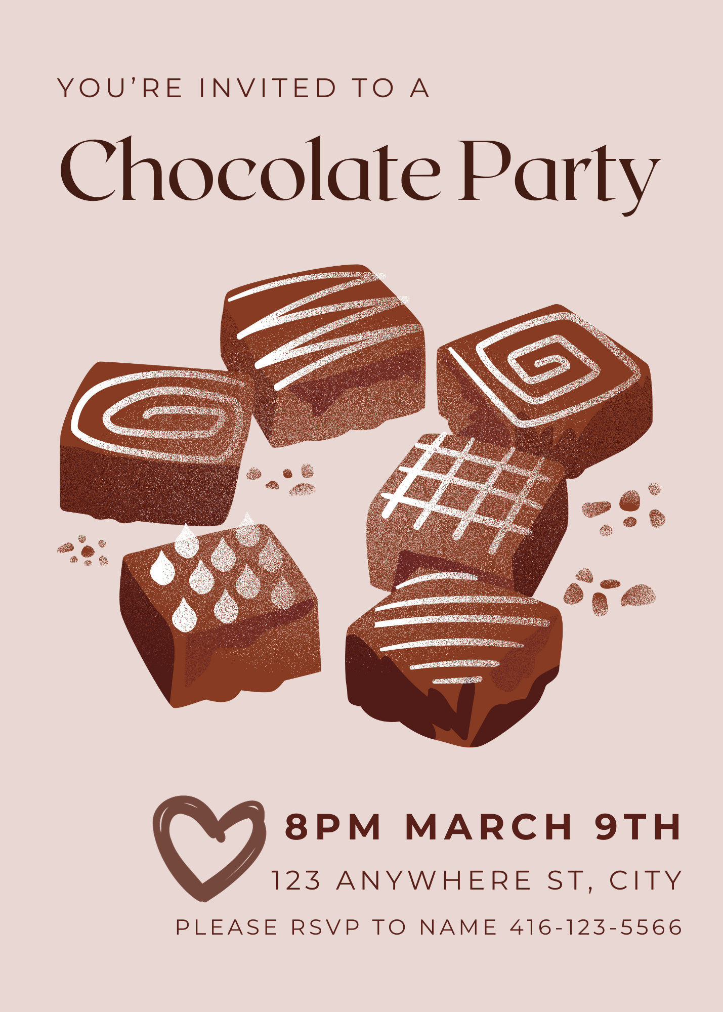 CHOCOLATE PARTY Digital Invitation Template - Etsy