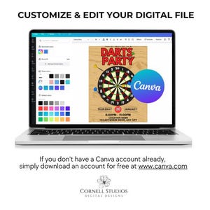 Darts Party Invitation Digital Download Template, Edit and Customize in ...