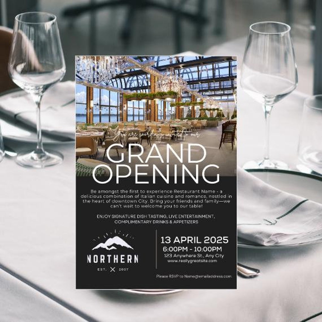 Grand Opening Flyer Template Digital Download for RESTAURANTS, BARS ...