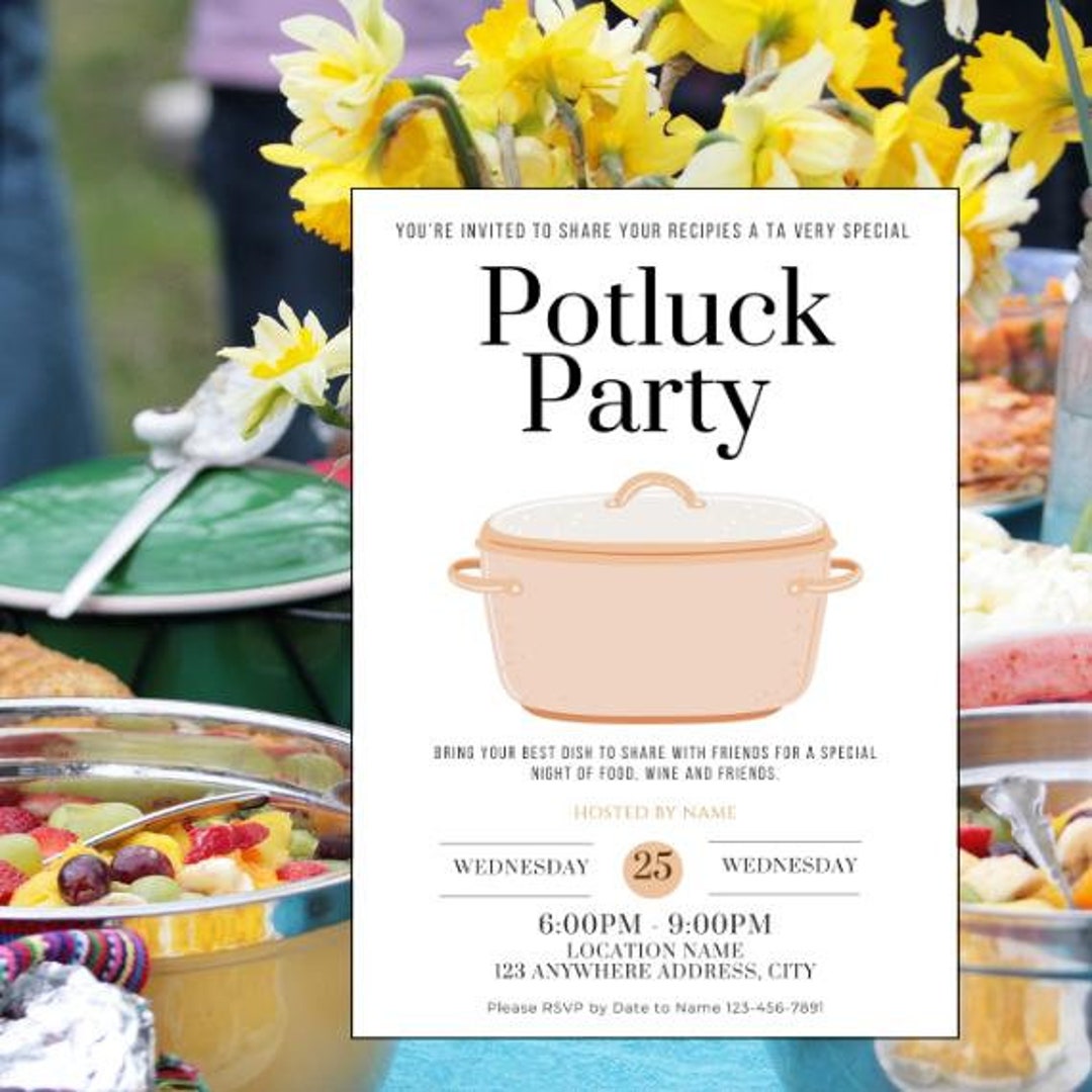 Potluck Party Invitation - Digital Download Template. Edit and ...