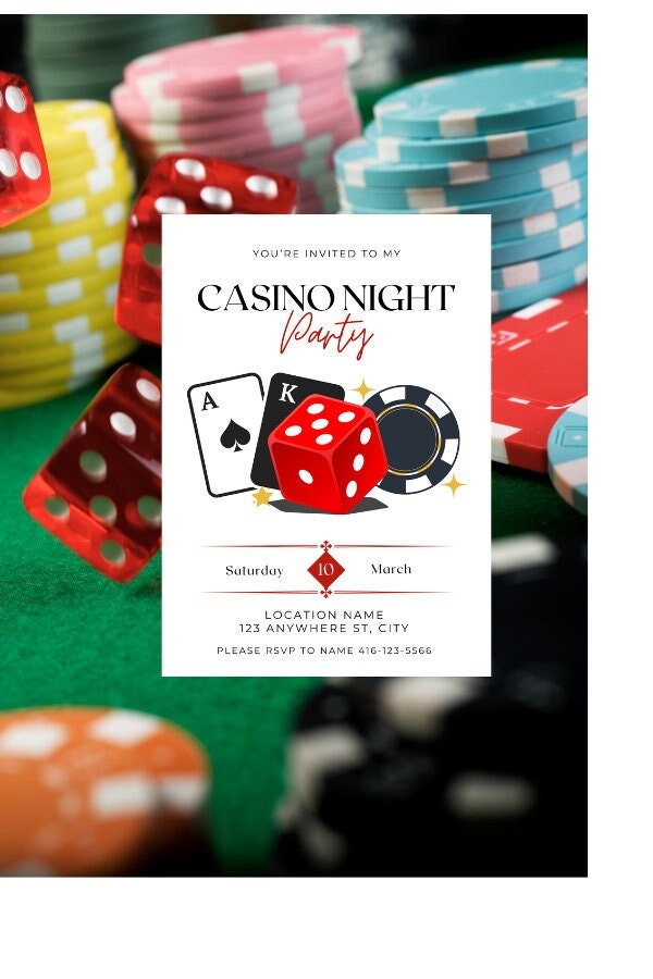 CASINO NIGHT PARTY Invitation Digital Download File Template - Etsy