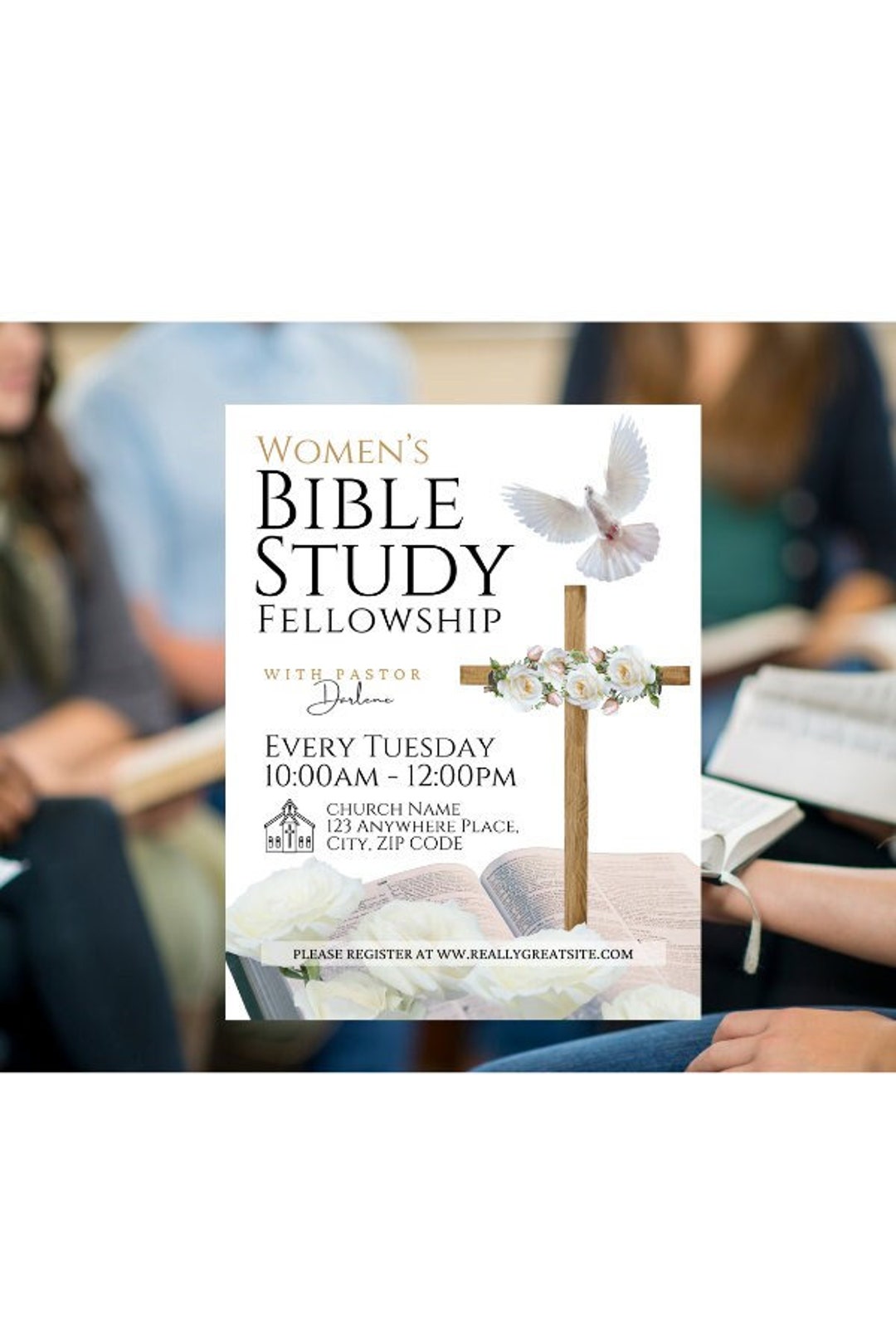 Women's Bible Study Fellowship Meeting Flyer, Invitation, Social Media ...