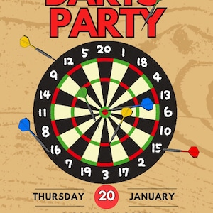 Darts Party Invitation Digital Download Template, Edit and Customize in ...