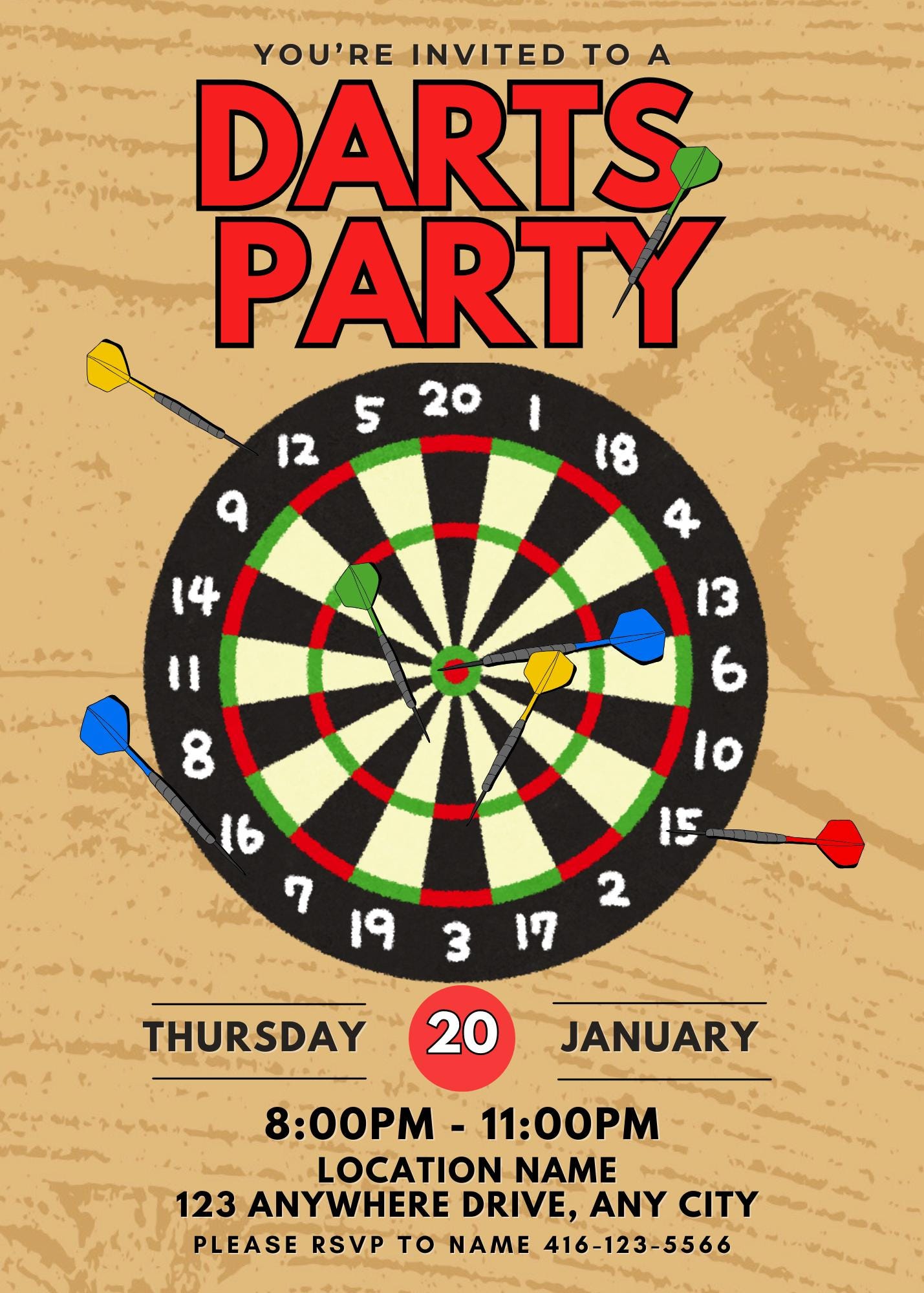 Darts Party Invitation Digital Download Template, Edit and Customize in ...