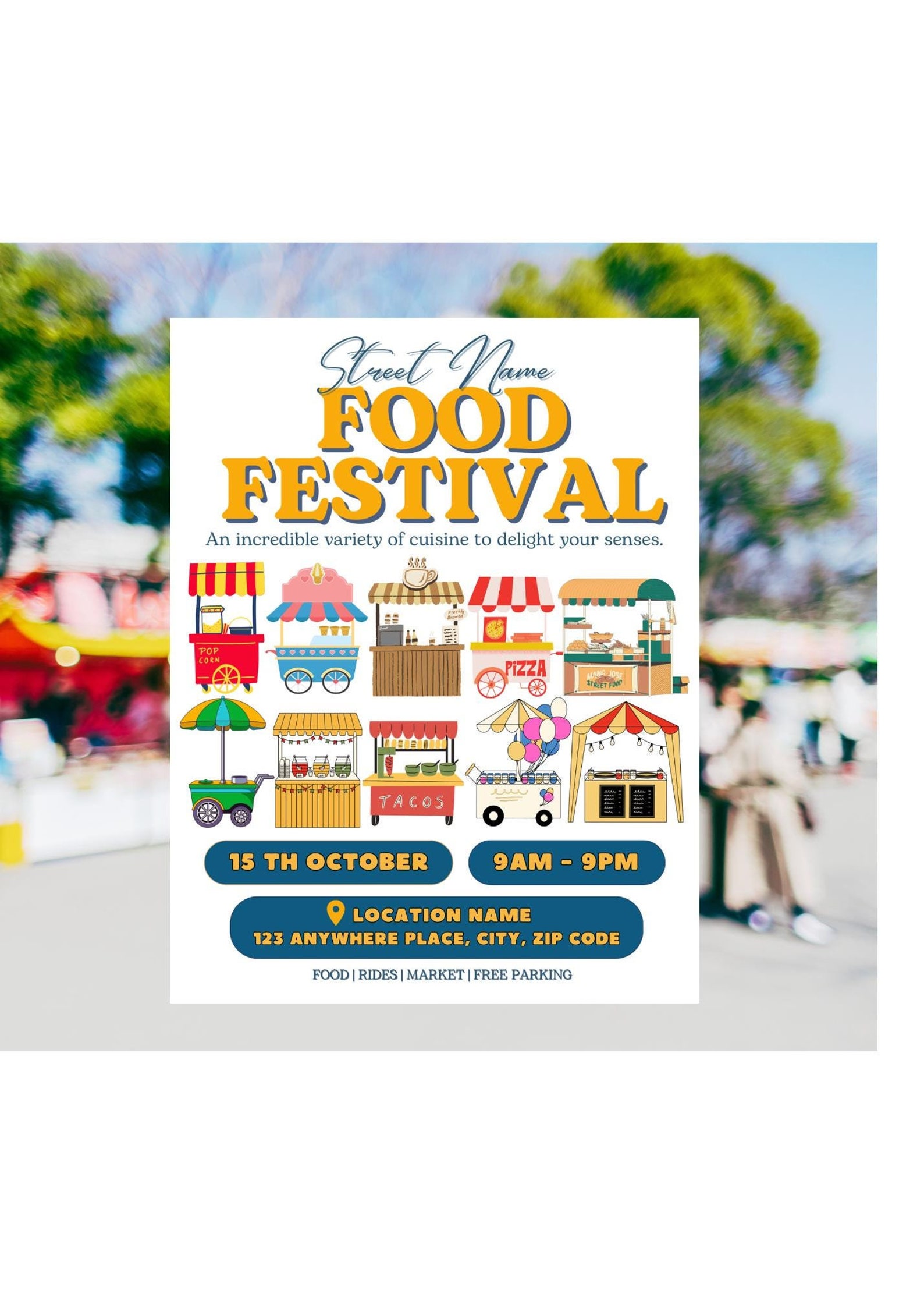 Community FOOD FESTIVAL Flyer, Street Party Flyer Digital Download ...